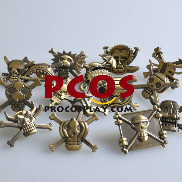 ONE PIECE Shanks Skull badge Copper Brooch Breastpin 15pcs of set ...